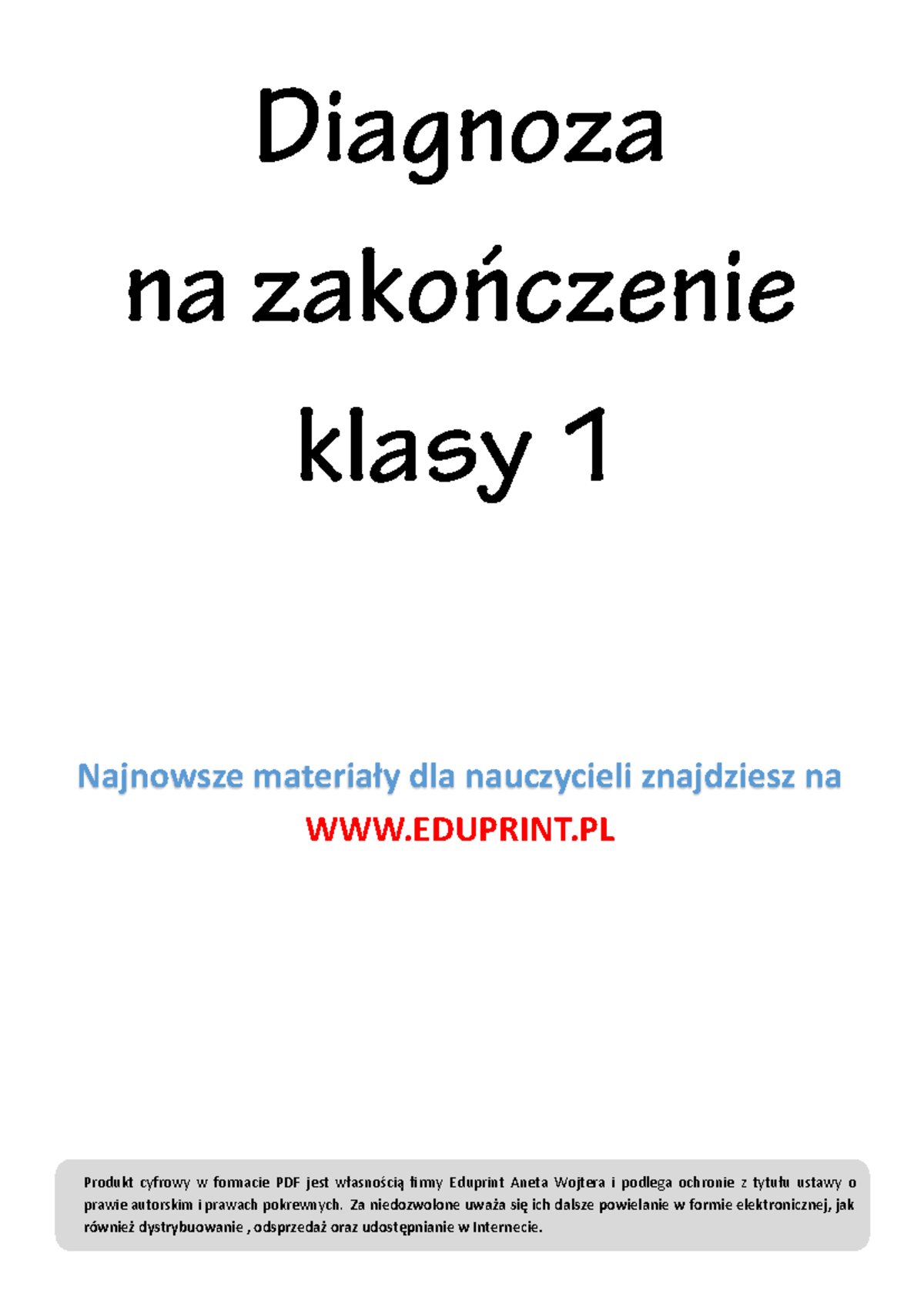 Diagnoza końcoworoczna dla klasy 1 - Eduprint 2023 - Studocu