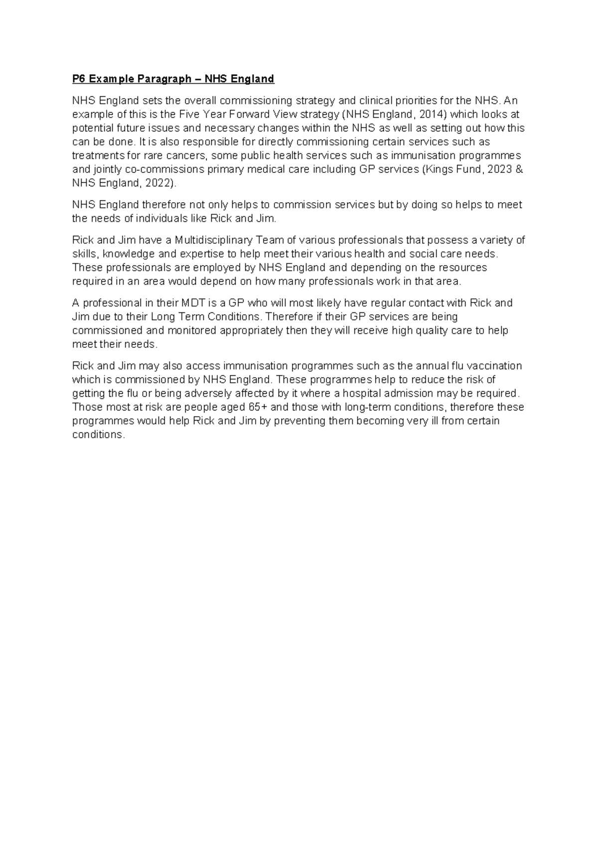 P6 Example Paragraph - Help - P6 Example Paragraph – NHS England NHS ...