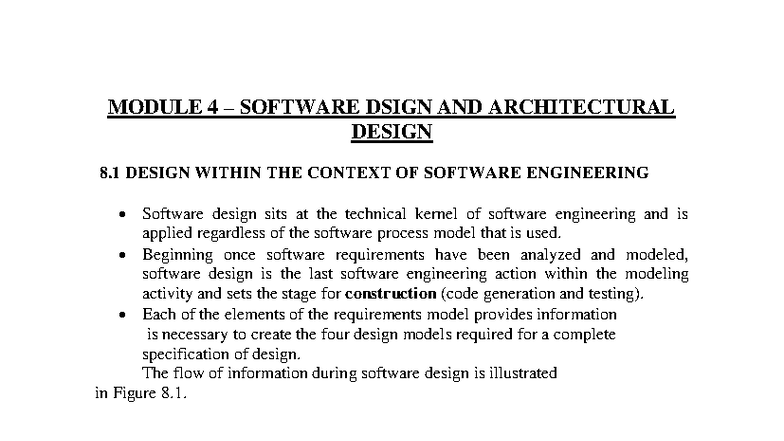SE-Module 4: Software Design and Architectural Principles - Studocu