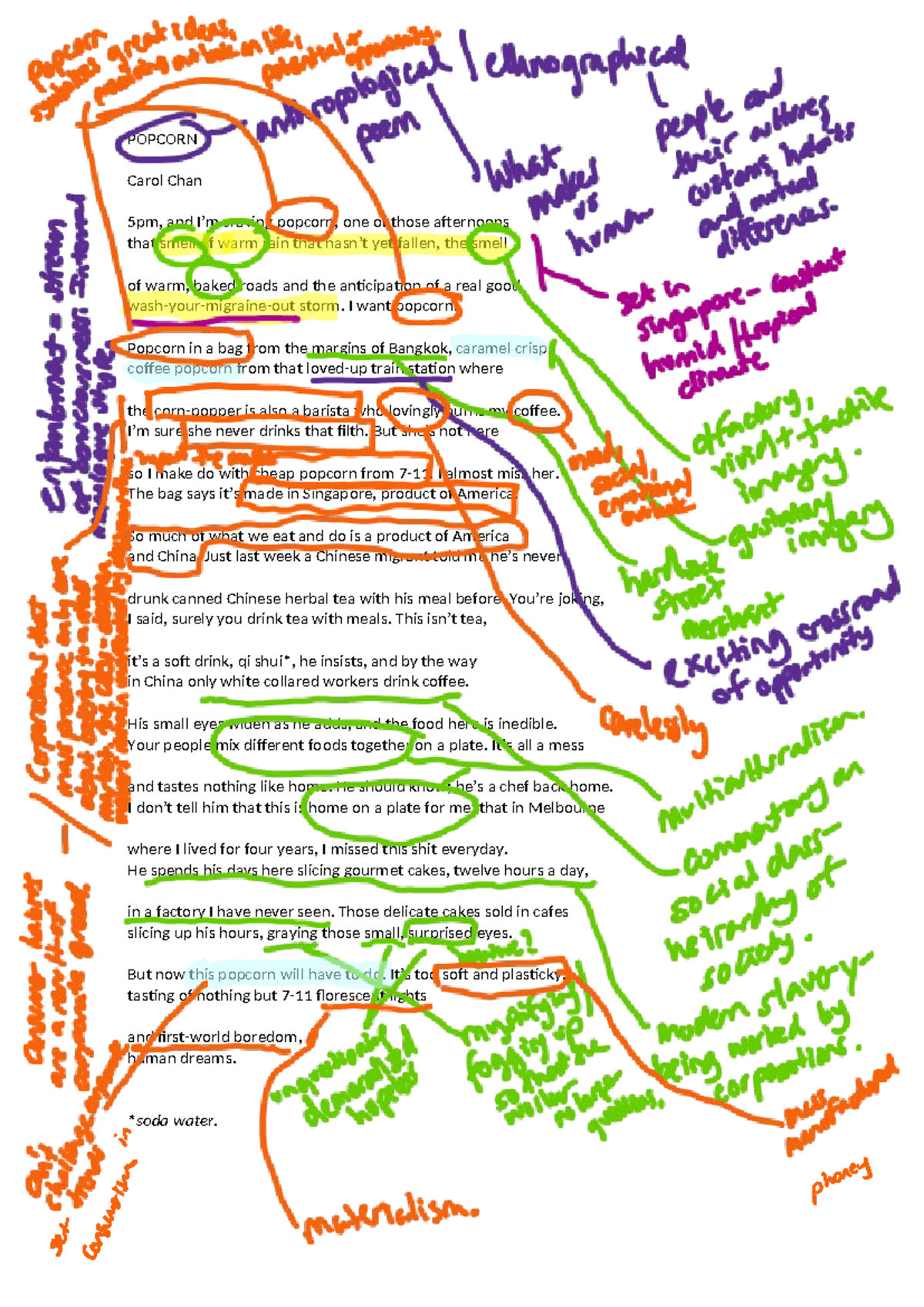 Analysis of "Popcorn" by Carol Chan: Reflections and Notes - Studocu