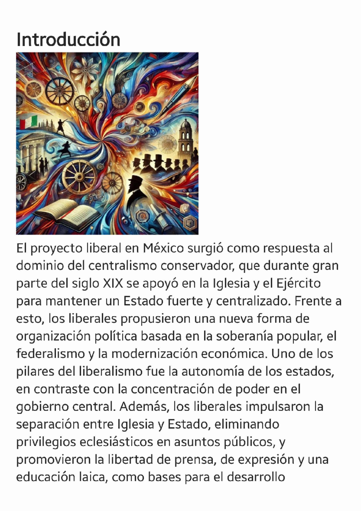 Liberalismo en México: Proyecto y Reformas del Siglo XIX - Studocu