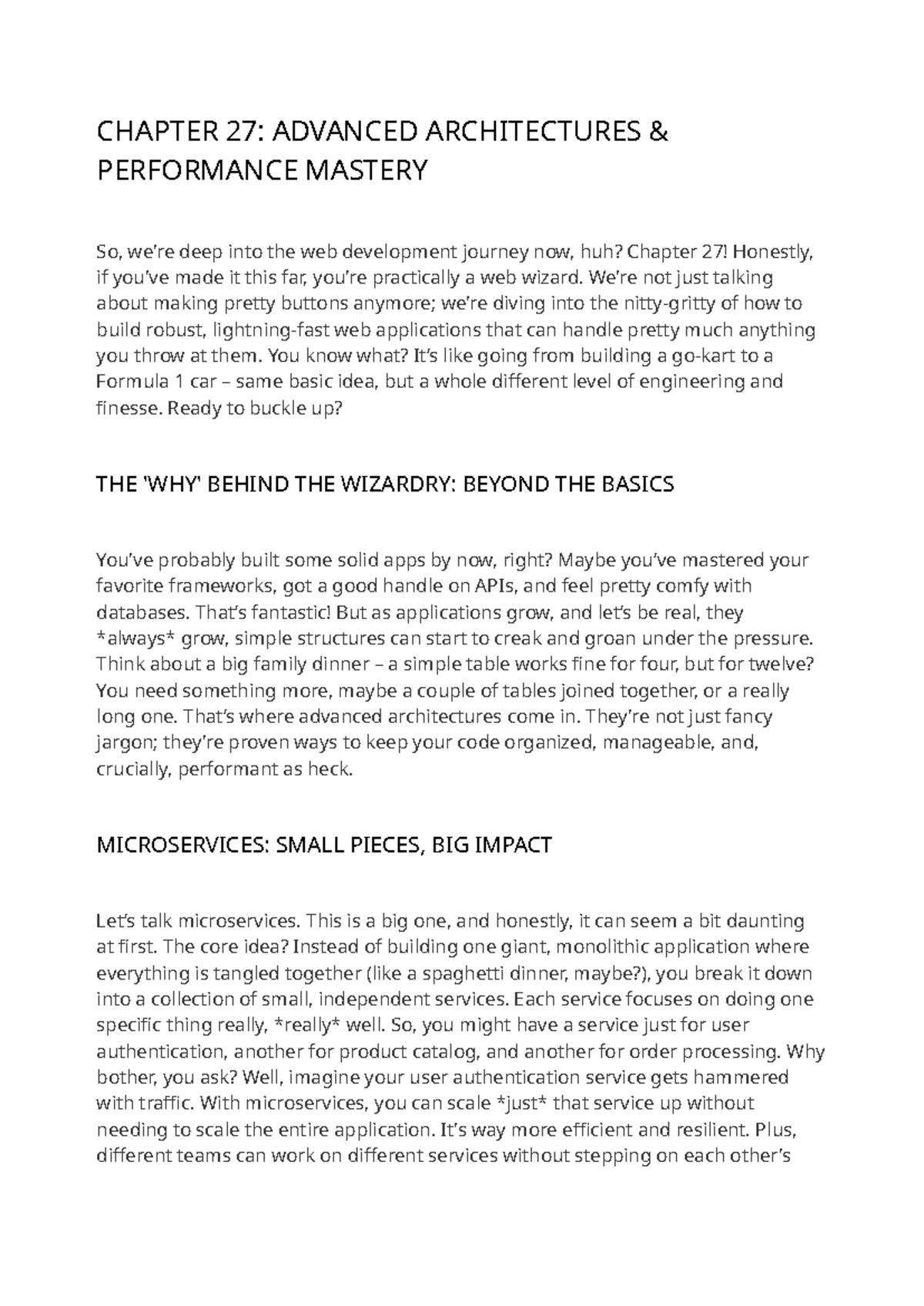 CHAPTER 27: MASTERING ADVANCED ARCHITECTURES IN WEB DEV - Studocu