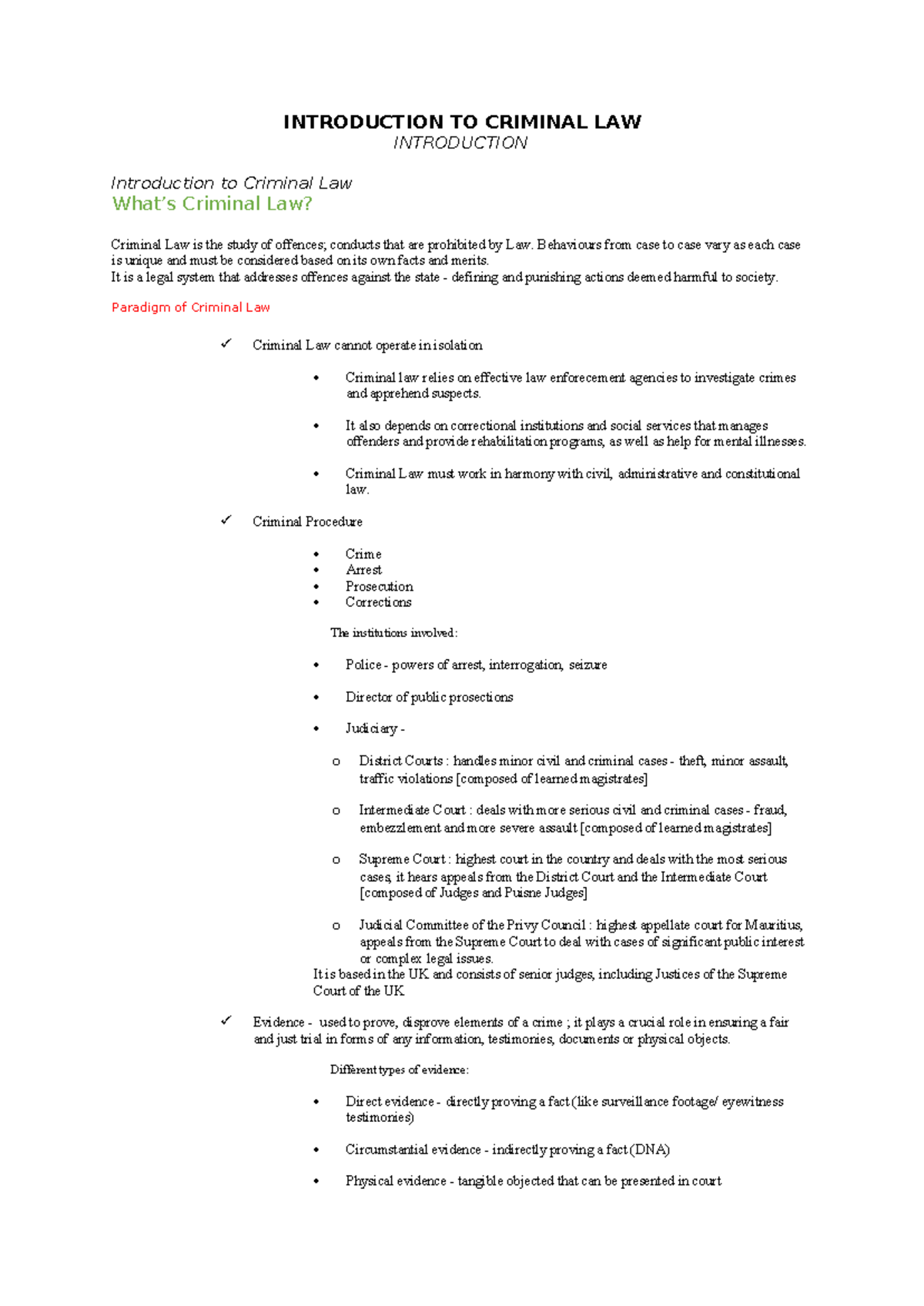 Criminal Law Overview: Key Concepts and Principles (CL 101) - Studocu