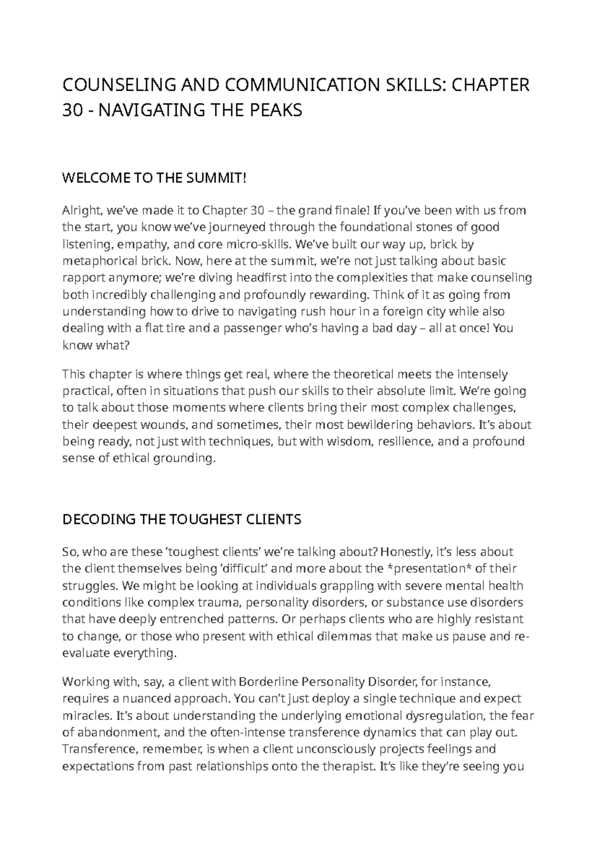 Mastering Counseling Skills: Chapter 30 - Navigating Complex Clients ...