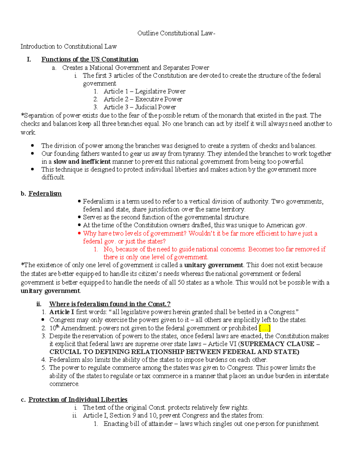Outline of Constitutional Law (Course Code: LAW101) - Studocu