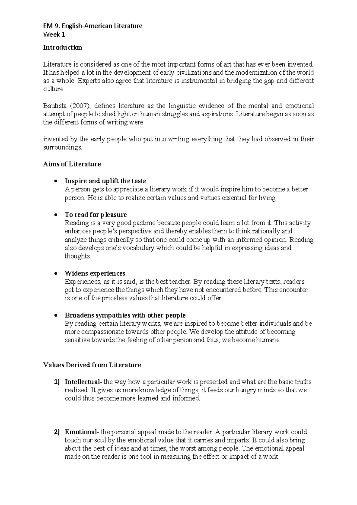 Unit 1 Introduction to American Literature - EM 9. English-American ...