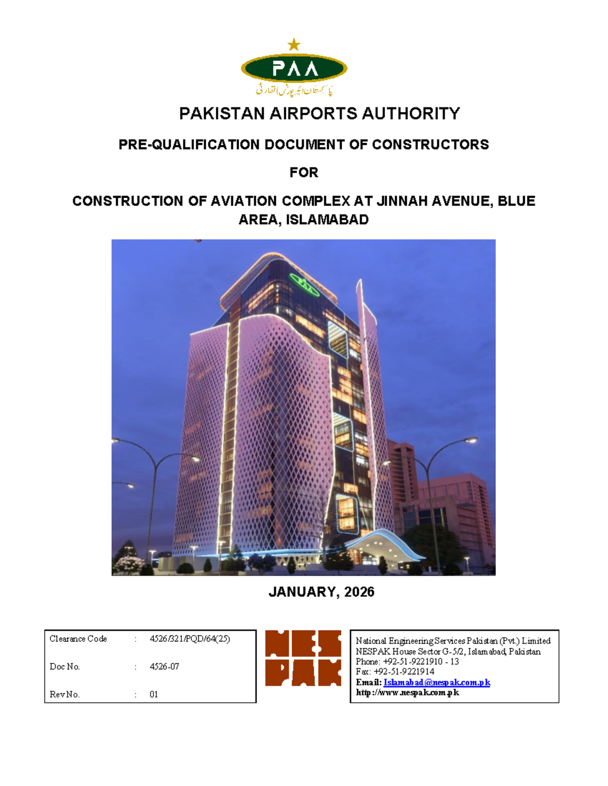 Prequalification Document for Constructors: Aviation Complex at Jinnah ...