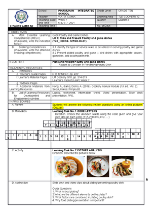 COT 2 Lesson PLAN- Preseservation of Meats VHEA Alyssa M. Comia - School PINAMUKAN INTEGRATED ...