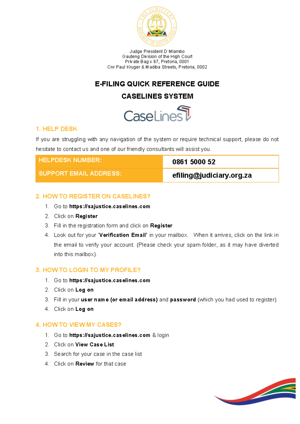 CaseLines E-Filing Quick Reference Guide - Final - Studocu