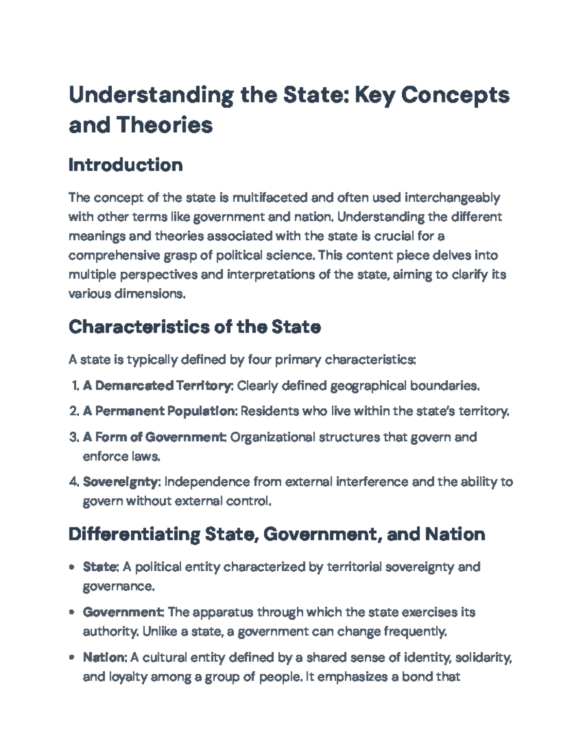 Key Concepts & Theories of the State in Political Science: A Overview ...