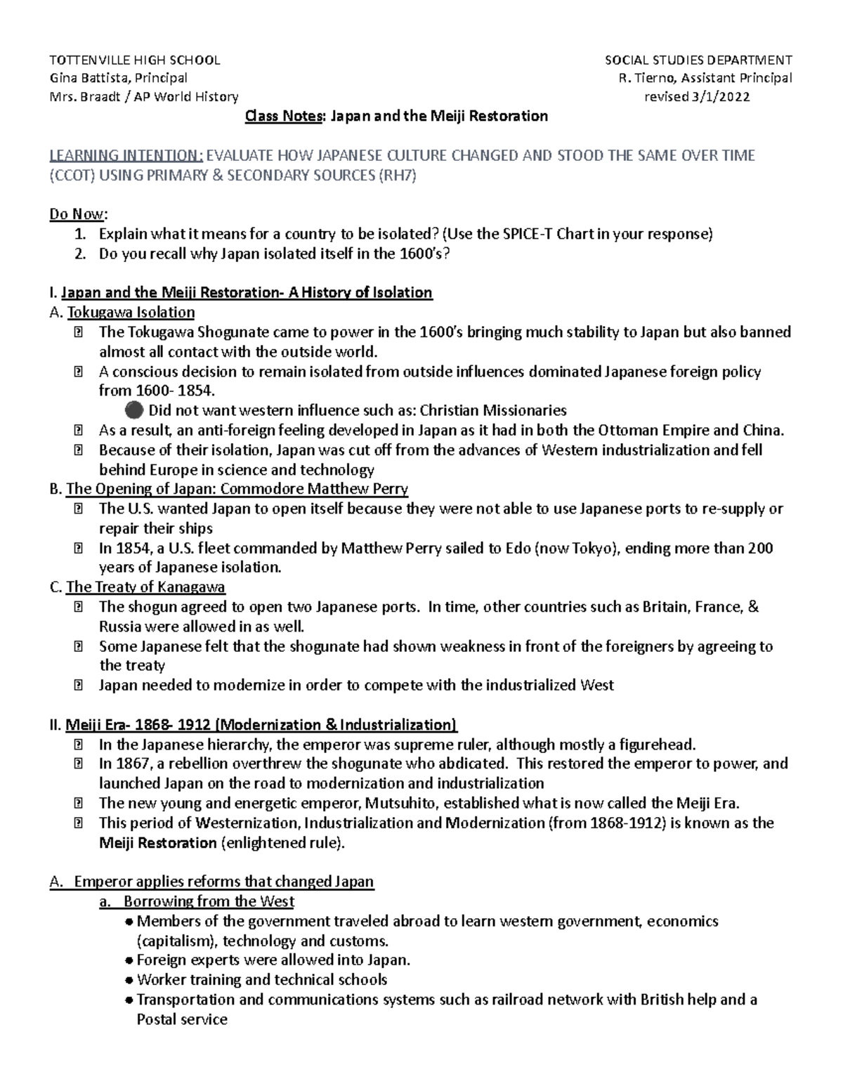 Japan's Meiji Restoration: From Isolation to Imperialism (APWH Notes ...