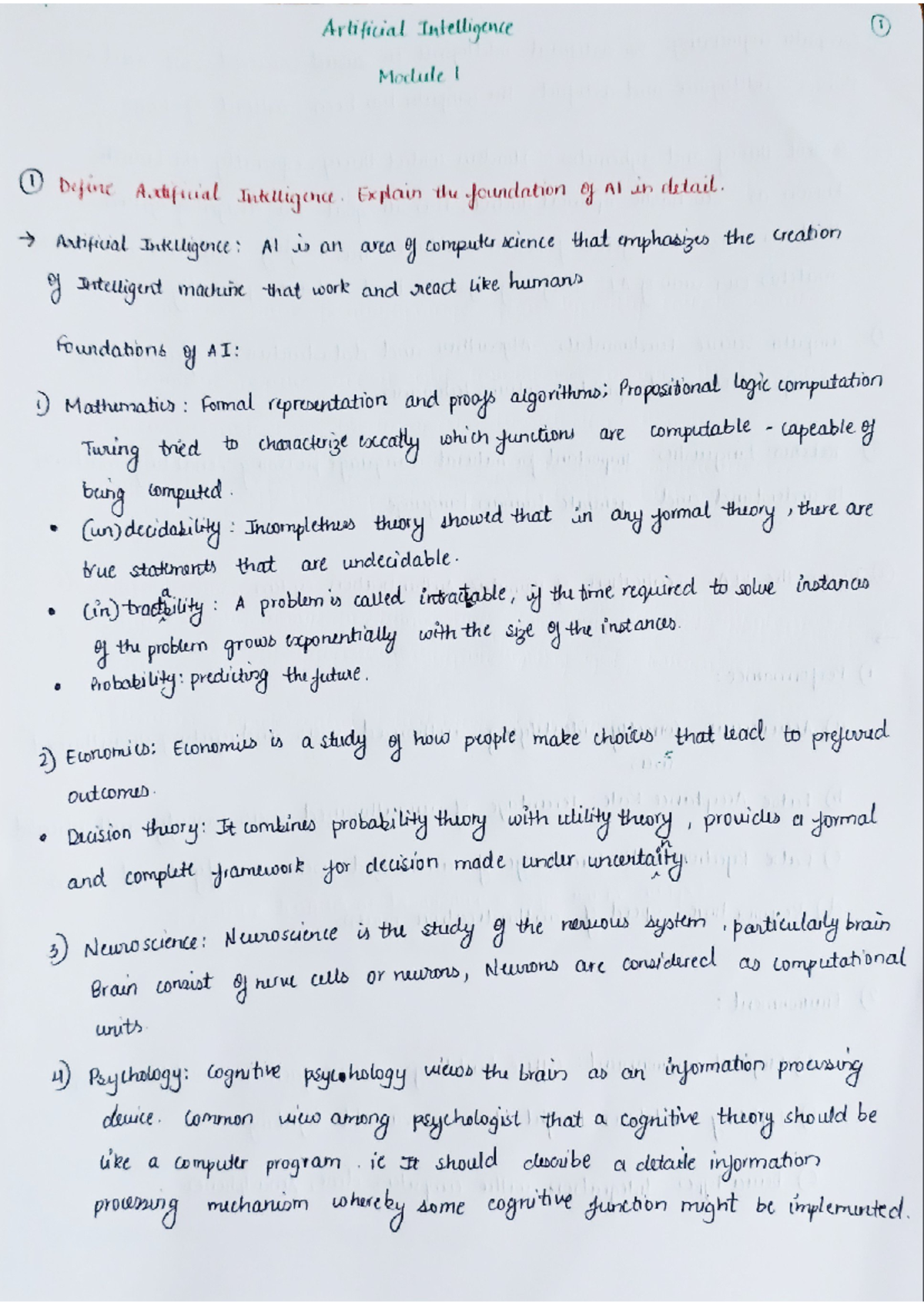 BCS-515B Artificial Intelligence - Artificial Intelligence I Module I I Define Artificial - Studocu