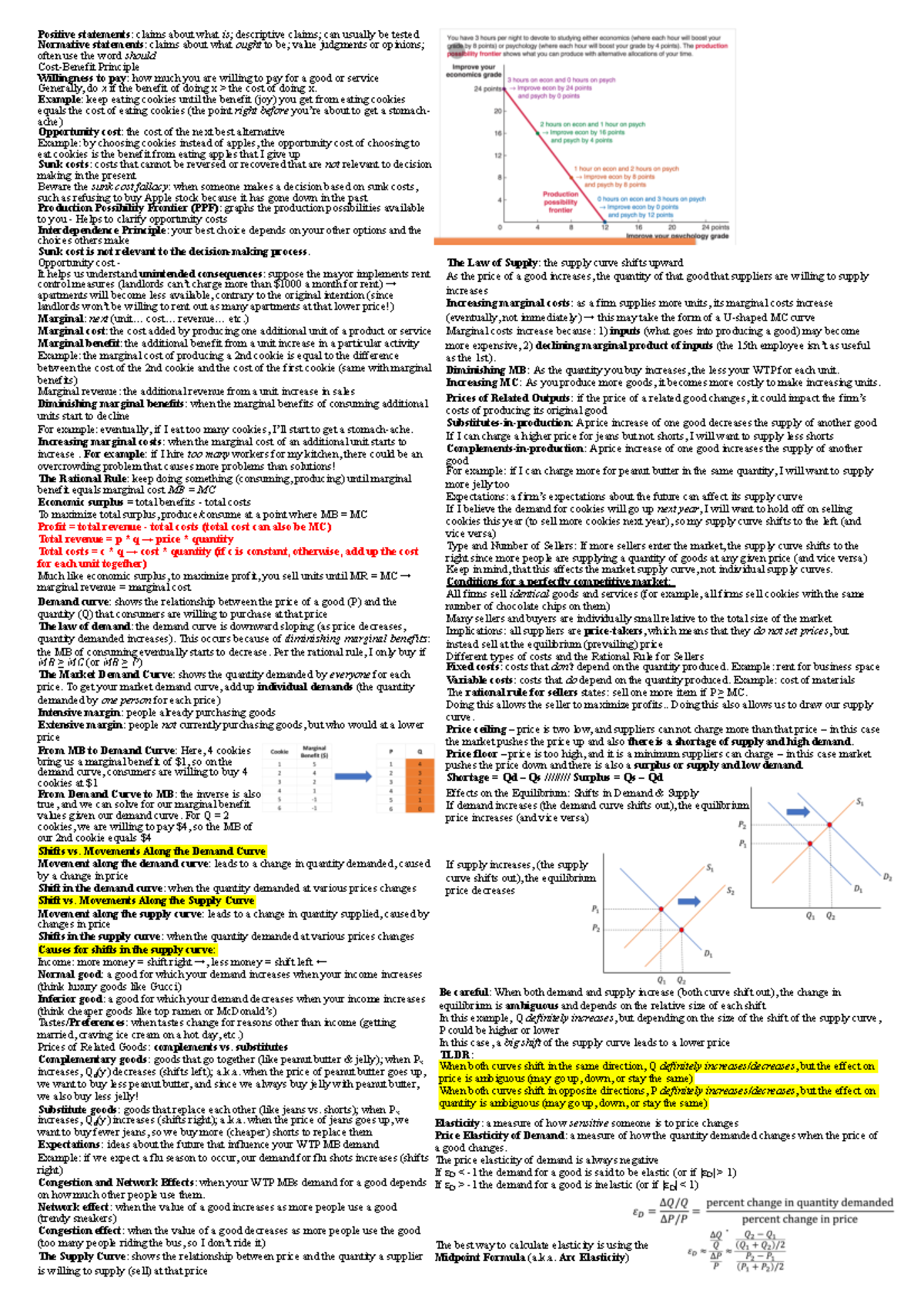 ECO 101: Economic Principles Cheat Sheet for Final Exam Review - Studocu