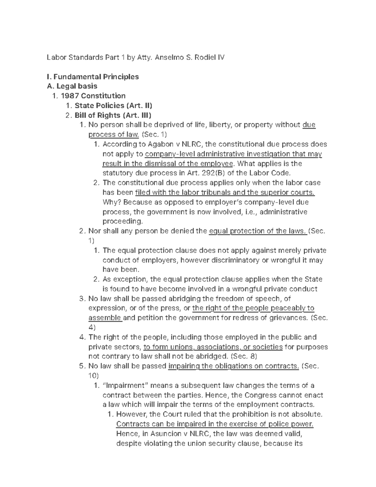 Labor Standards Overview: Key Principles and Regulations (Part 1) - Studocu