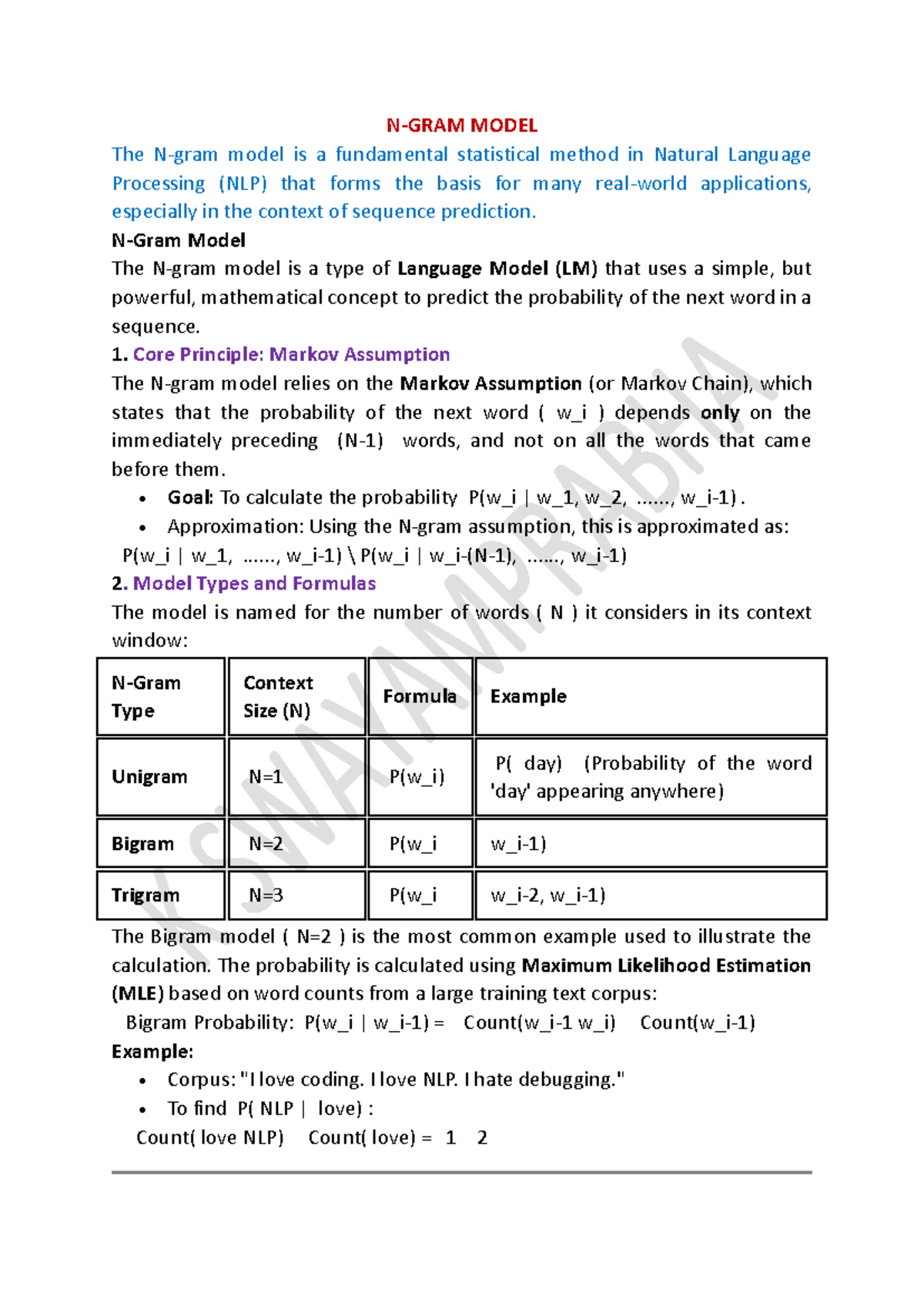 NLP UNIT V: Understanding the N-Gram Model in Language Processing - Studocu