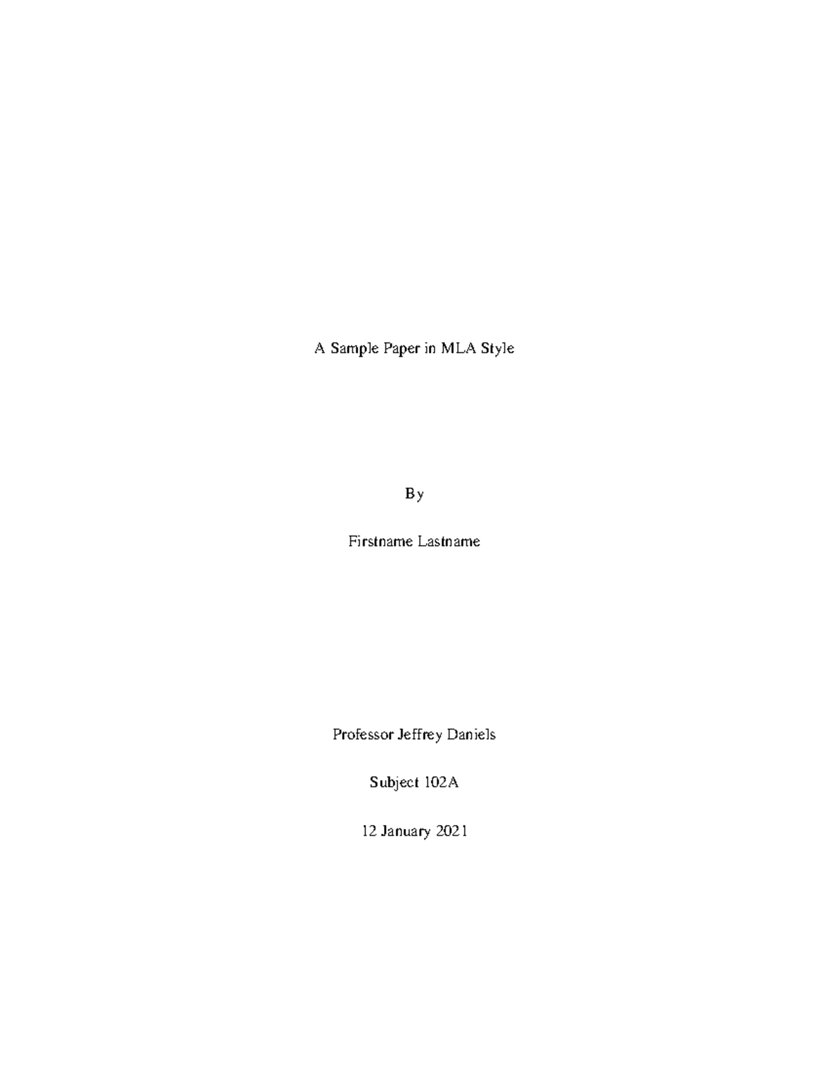 MLA Format Guide for Research Papers (Subject 102A) - Studocu