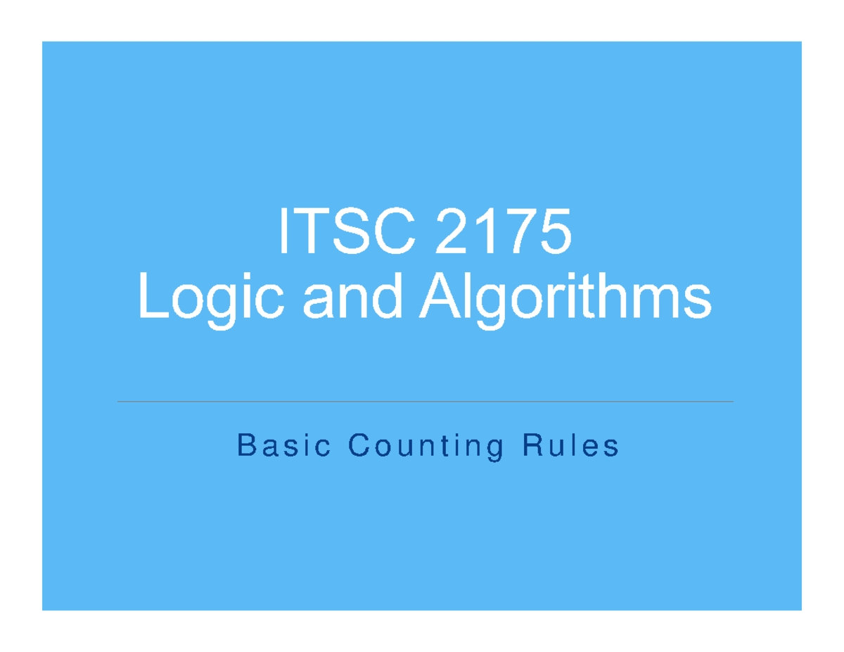 ITSC 2175 Final Exam Review: Counting Methods and Card Combinations - ITSC 2175 Logic and ...