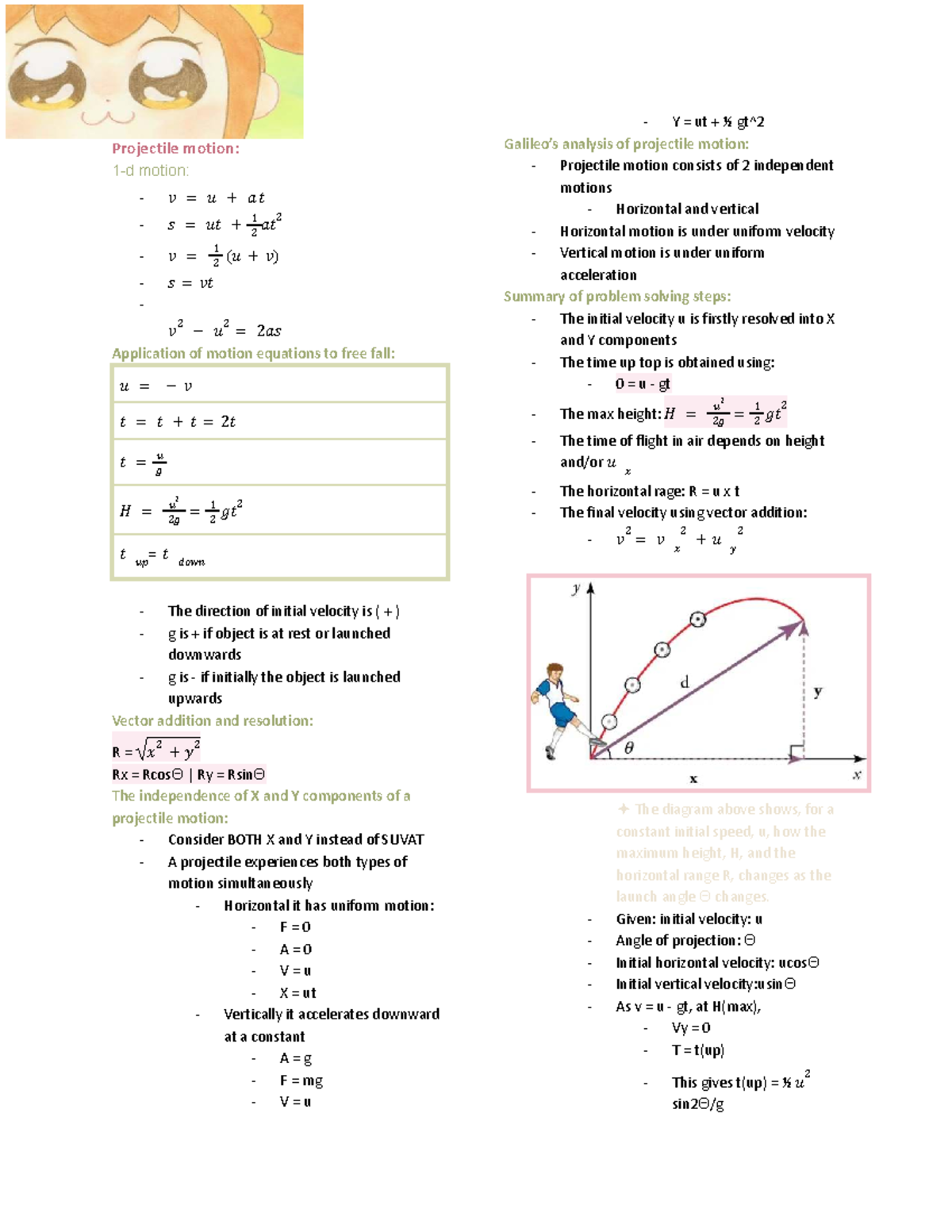 Physics 12: Projectile Motion and Circular Motion Analysis - Studocu