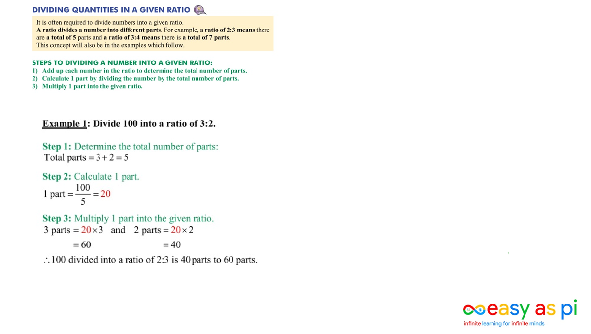 Dividing Quantities in a Given Ratio: Concepts & Examples - Studocu