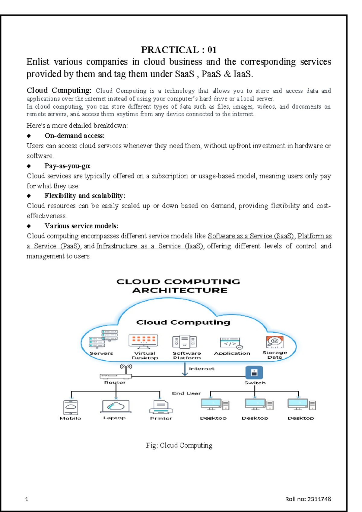 Cloud Computing Practical: Company Services in SaaS, PaaS, IaaS - Studocu