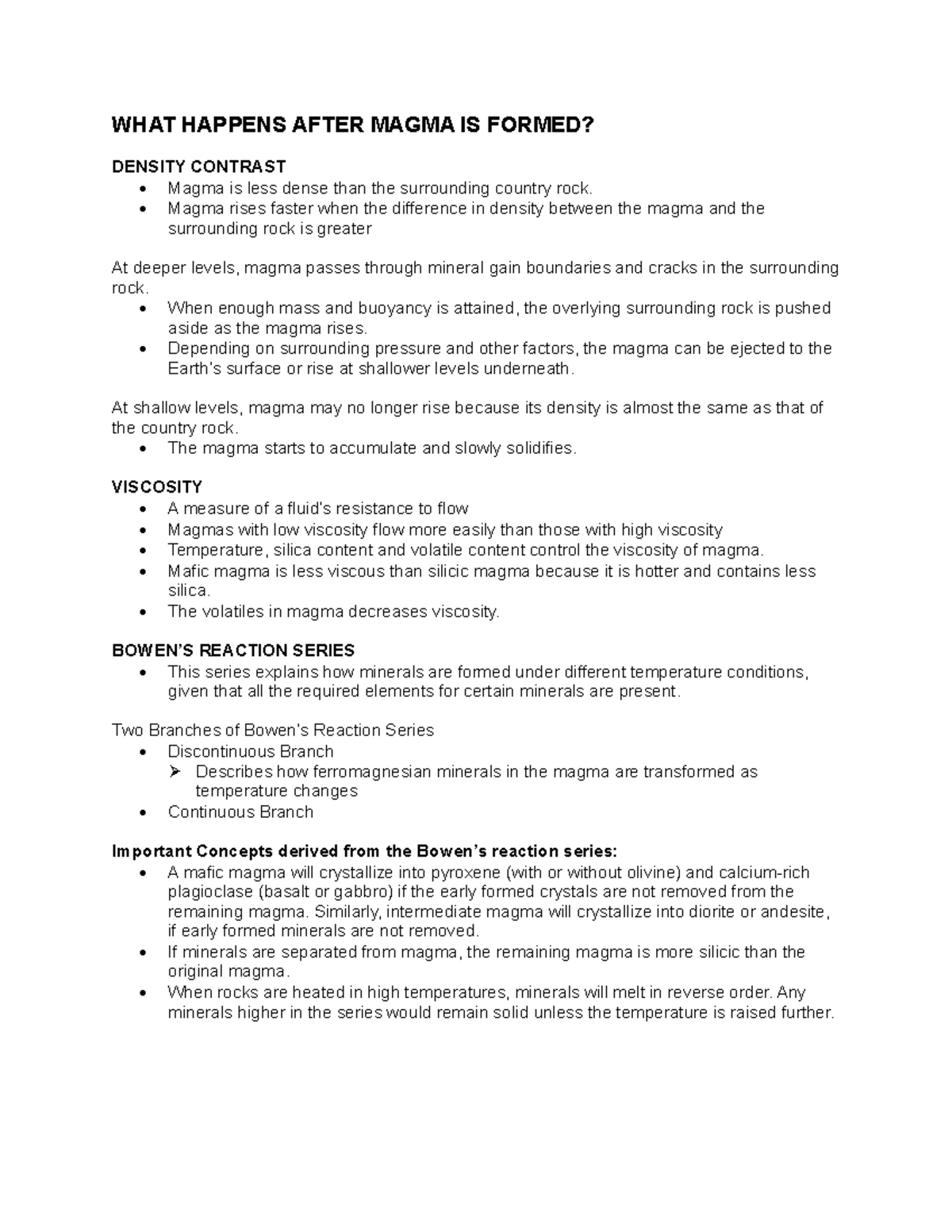 Processes and Changes After Magma Formation: A Geological Overview ...