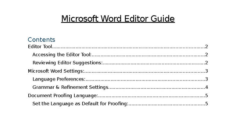 Microsoft Word Editor Guide: Accessing & Using the Editor Tool - Studocu