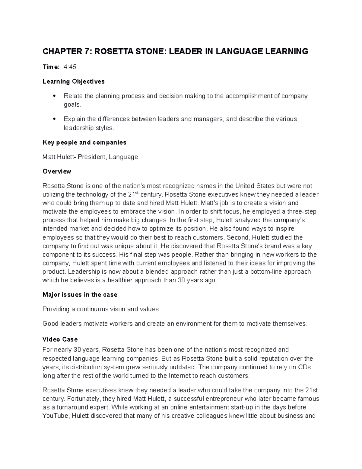 Case Study: Chapter 7 - Rosetta Stone's Leadership in Language Learning ...