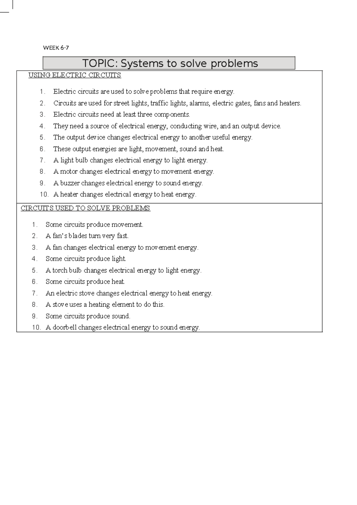 W6-7: Notes on Electric Circuits for Grade 6 Problem Solving - Studocu