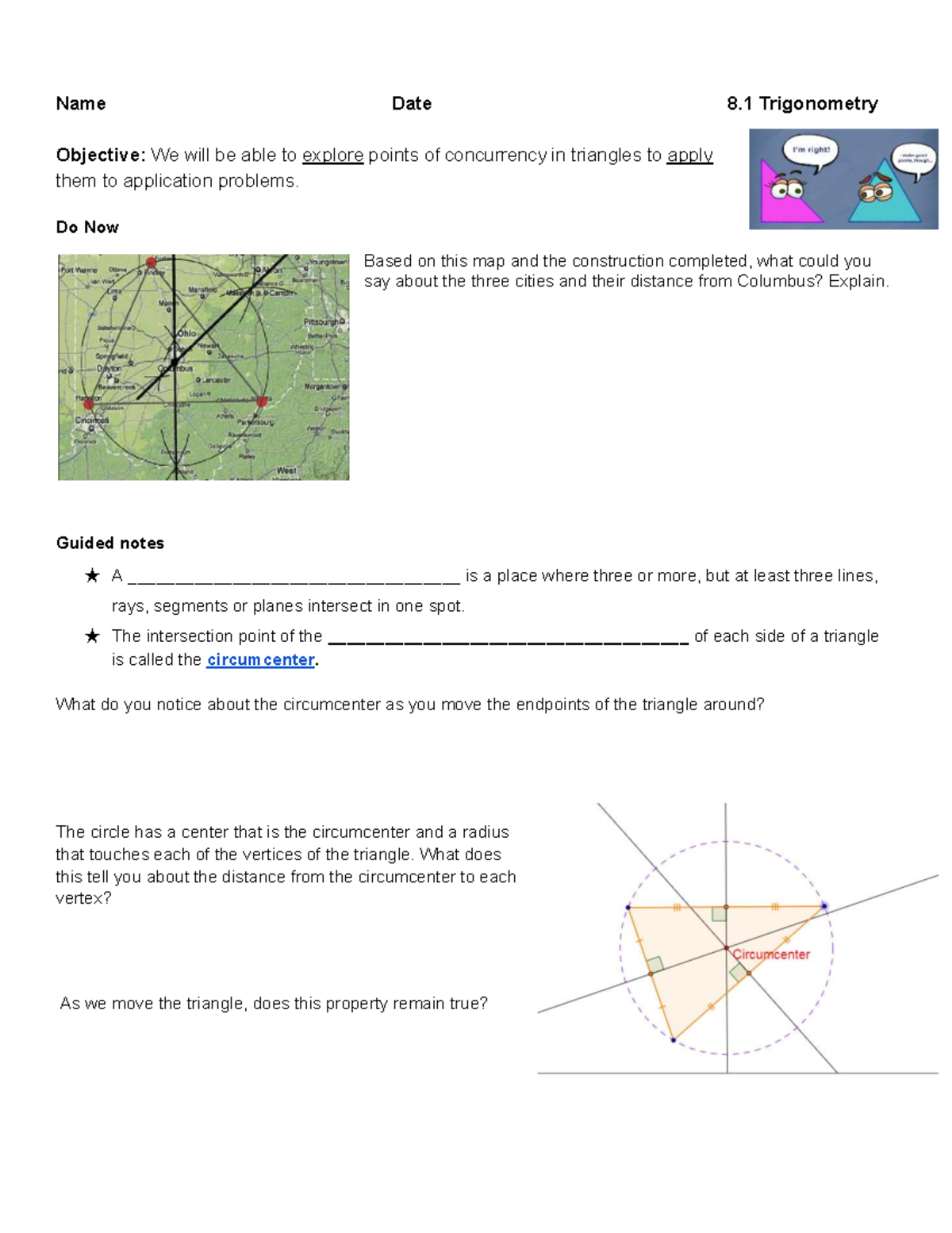 8.1 Trigonometry: Exploring Points of Concurrency in Triangles - Studocu