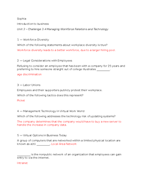 Introduction to business Unit 2 – Milestone 2 - Sophia Introduction to ...