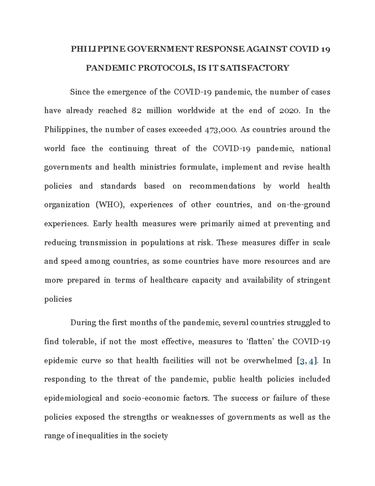 Philippine Government response against Covid 19 Pandemic Protocols ...