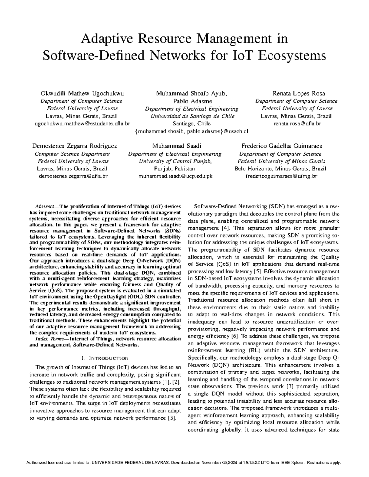 Adaptive Resource Management in Software-Defined Networks for Io T ...