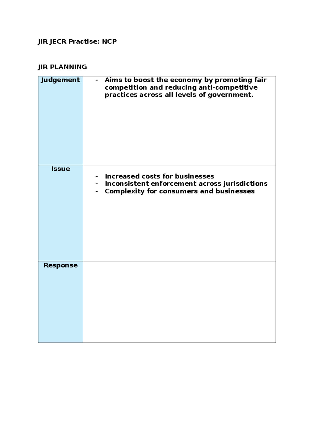 JIR JECR Planning Template - JIR JECR Practise: NCP JIR PLANNING ...