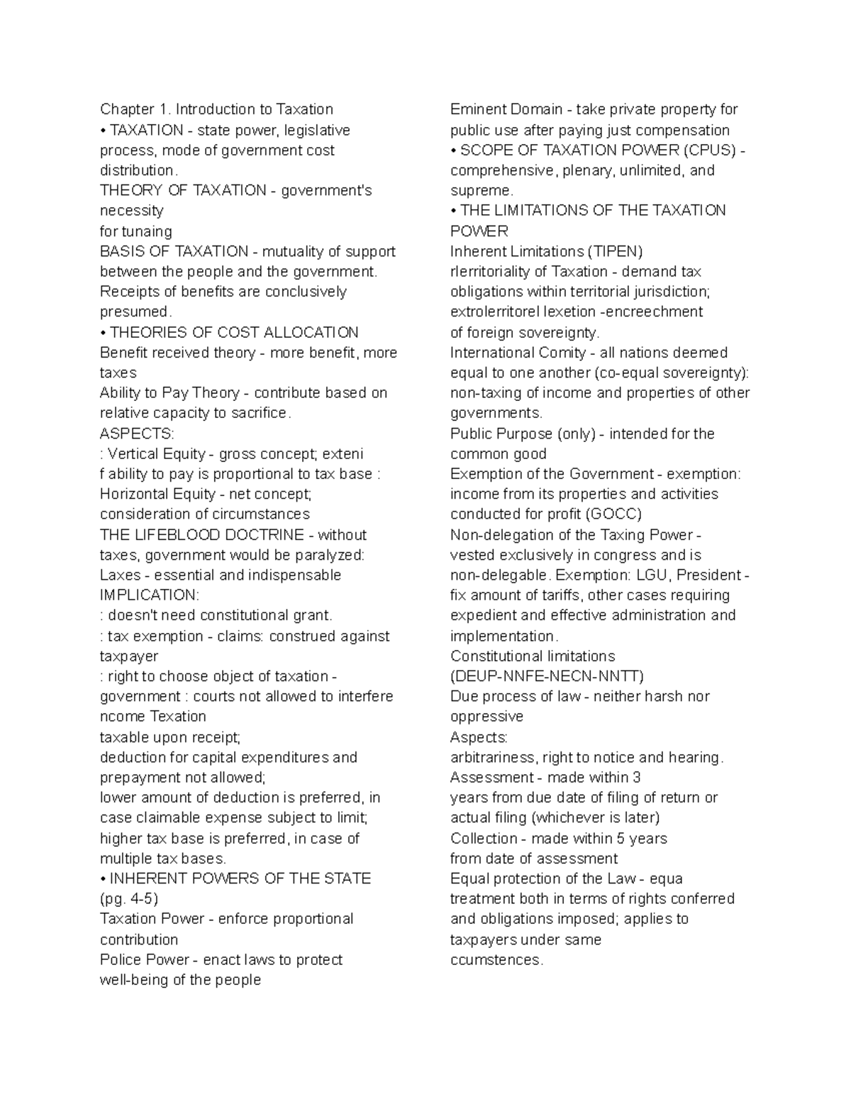 Chapter 1: Introduction to Taxation (TAXATION) - Key Concepts and ...