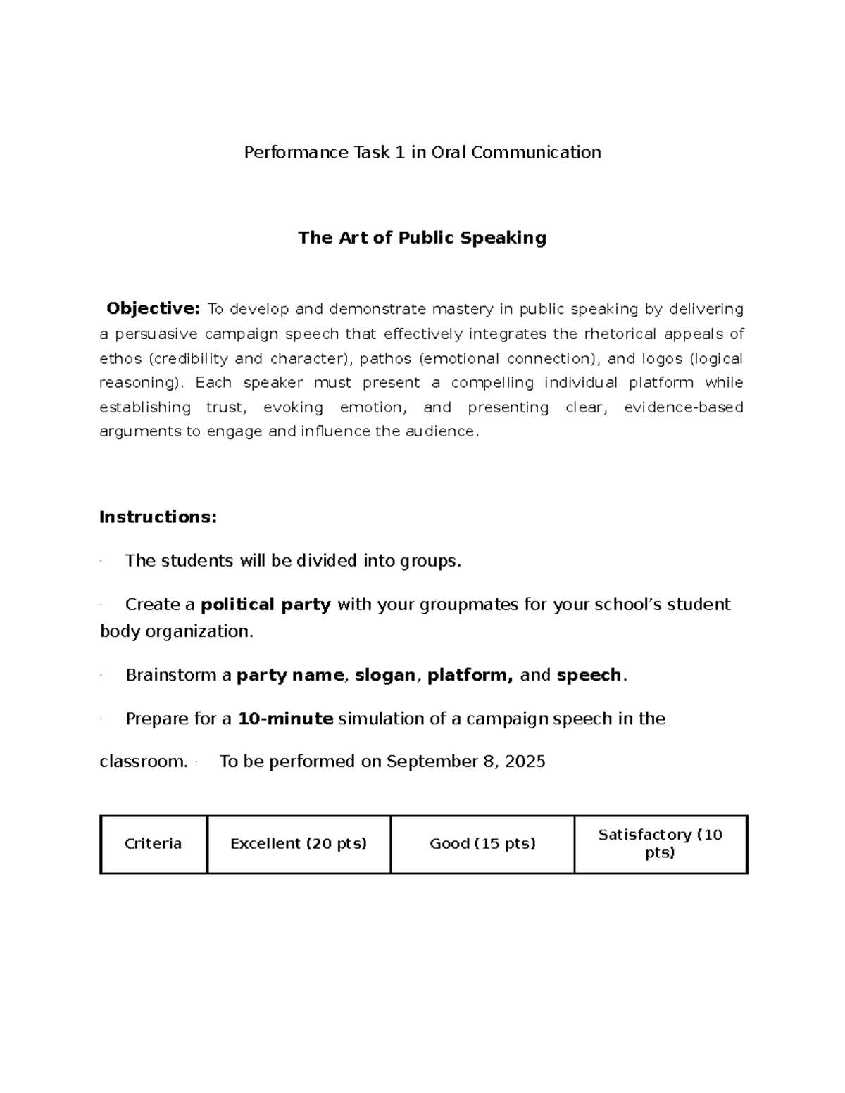 Oralcomm-PT1: Mastering Persuasive Campaign Speech Techniques - Studocu