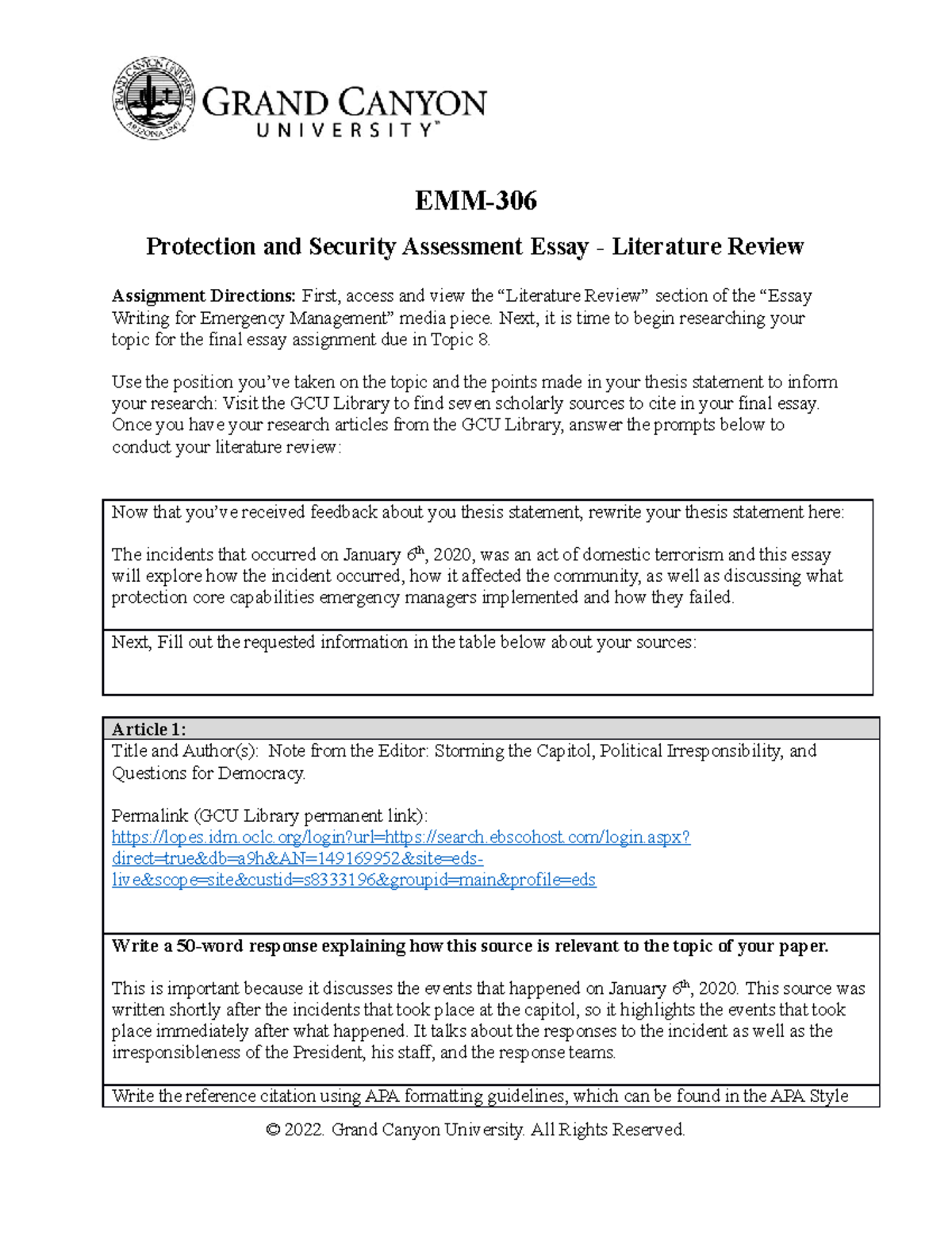 EMM-306.T2. Literature Review on Protection & Security Assessment Essay ...