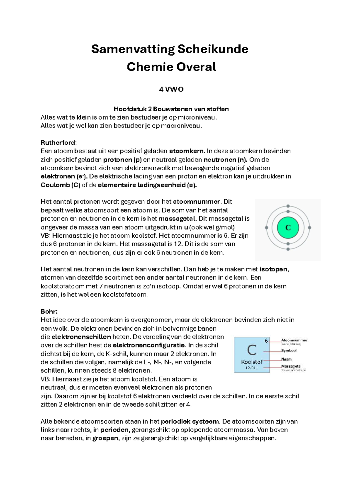 Samenvatting Scheikunde 4 VWO Hoofdstuk 2: Bouwstenen van Stoffen - Studeersnel