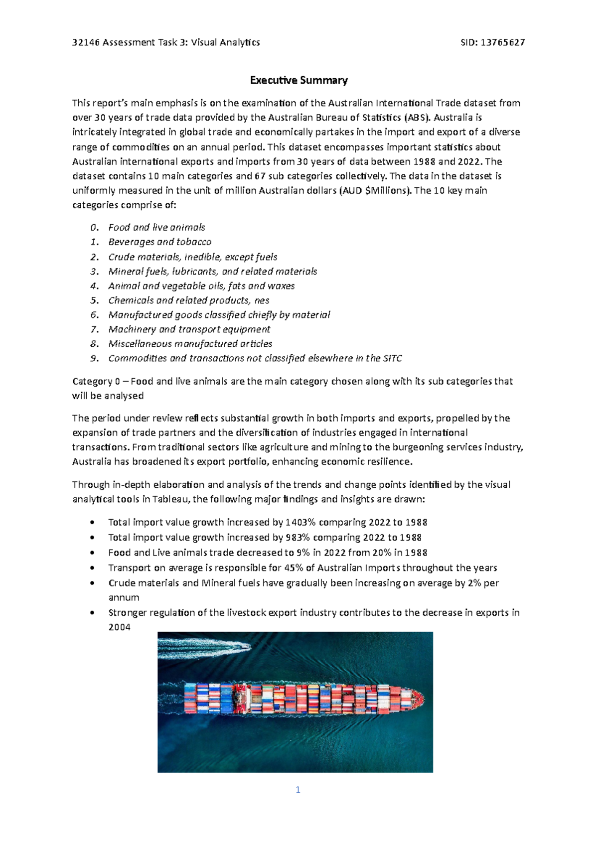 Assignment 3 - Visual Analytics - Execu ve Summary This report’s main ...