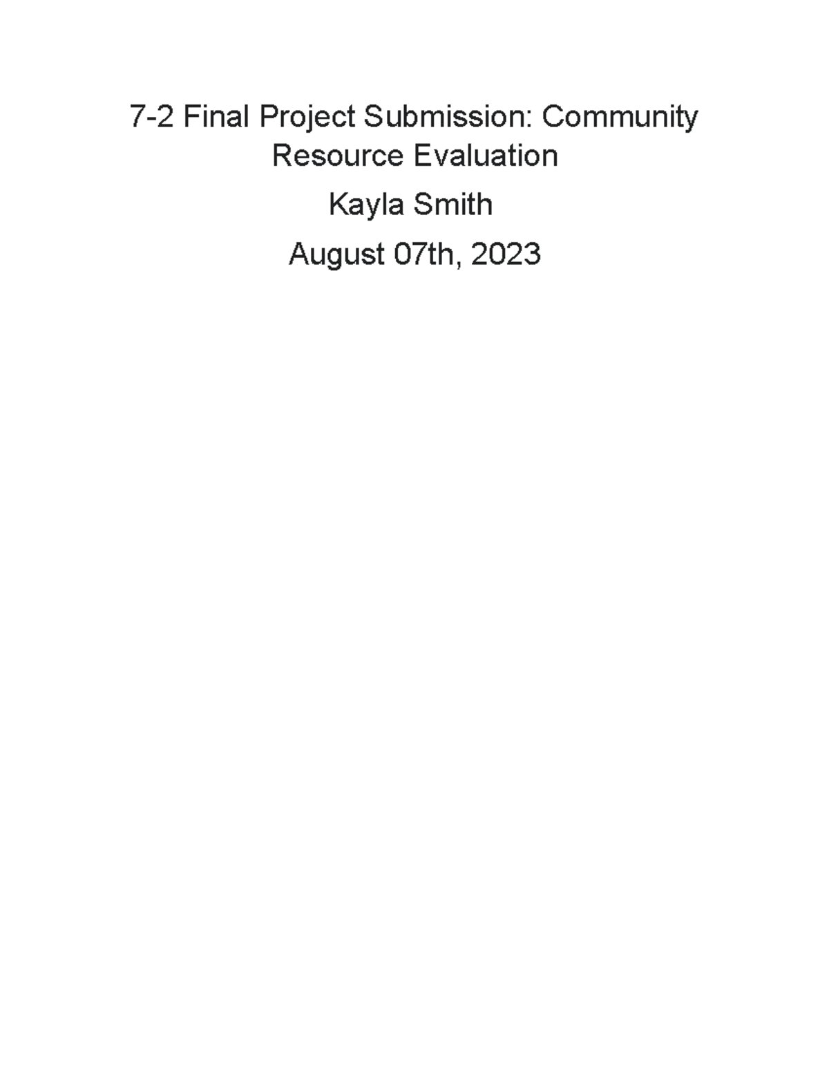 HSE-215 7-2 Final Project: Evaluation of Community Resource Programs ...
