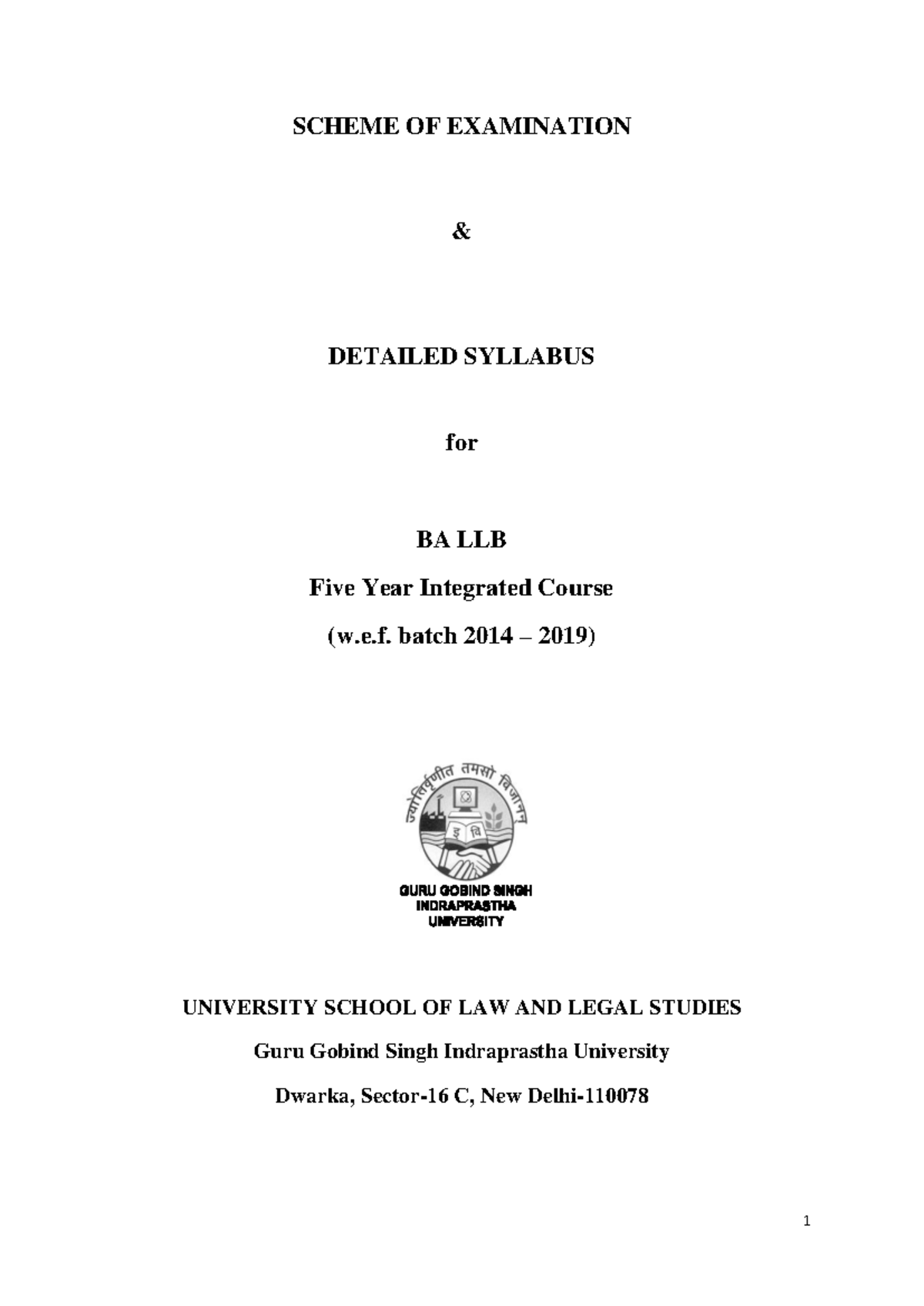 Llb syllabus - SCHEME OF EXAMINATION & DETAILED SYLLABUS for BA LLB ...
