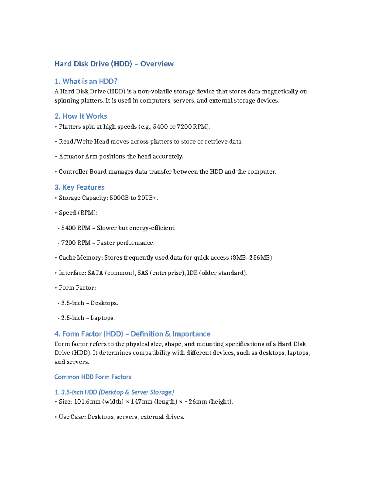 HDD Overview: Features, Form Factors & Functions Explained - Studocu