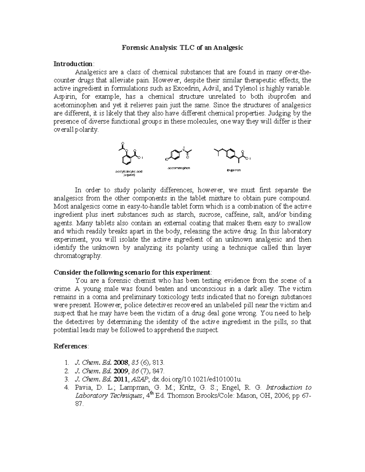 Forensic Analysis of an Analgesic - Forensic Analysis: TLC of an ...