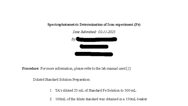 CHEM 1101: Post-Lab Report on Spectrophotometric Iron Analysis - Studocu