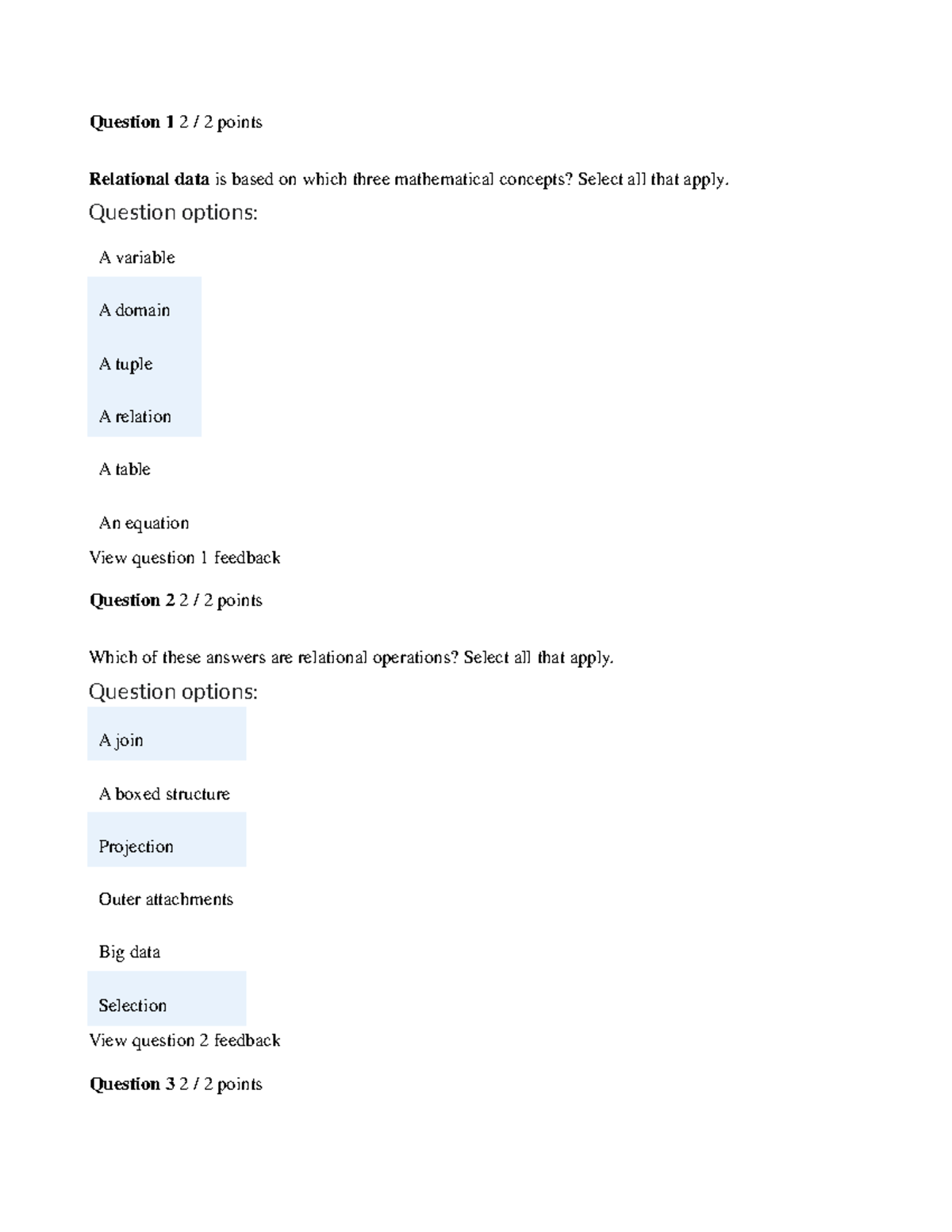 DAD 220 Quiz 2 - Relational Database Concepts and Operations - Studocu
