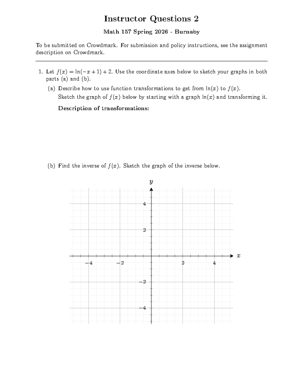 Math 157 Spring 2026: Instructor Questions 2 - Studocu