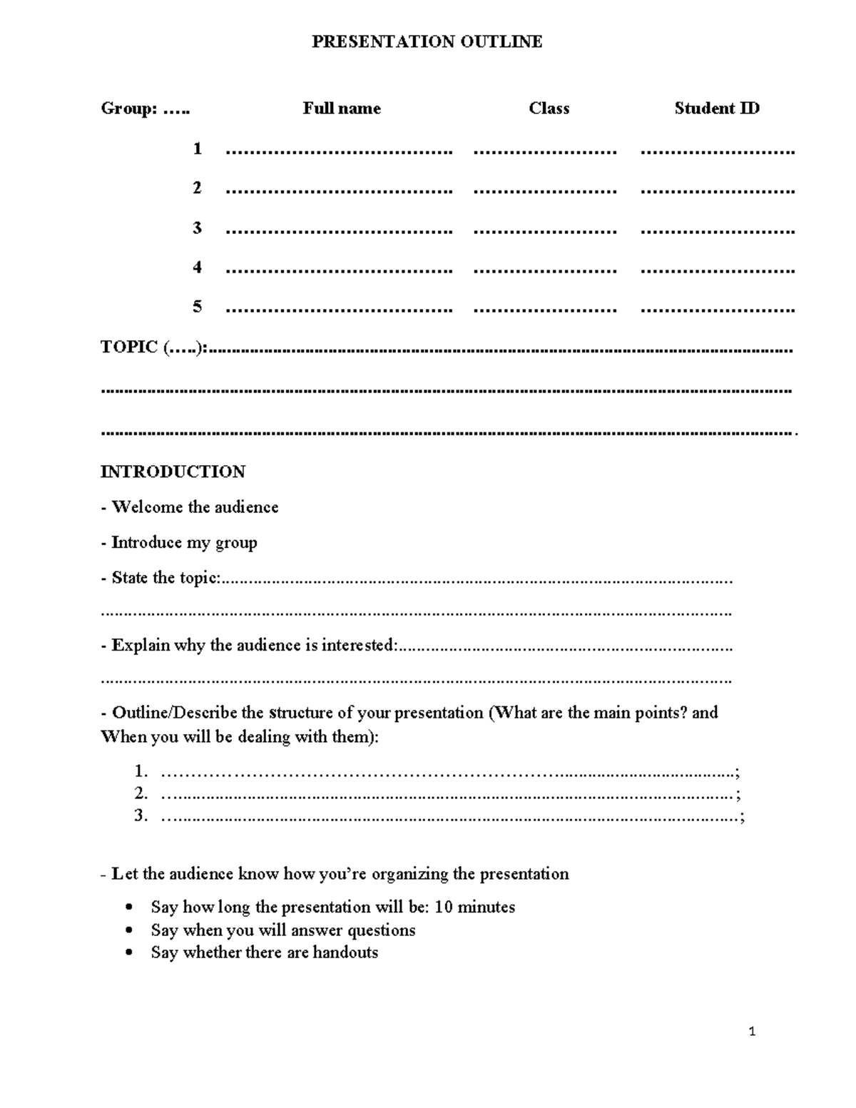 3. Midterm Presentation Outline Guide - Studocu