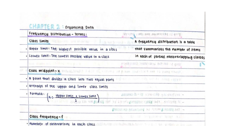 CHAPTER 2: Summary of Organising Data and Frequency Distributions - Studocu