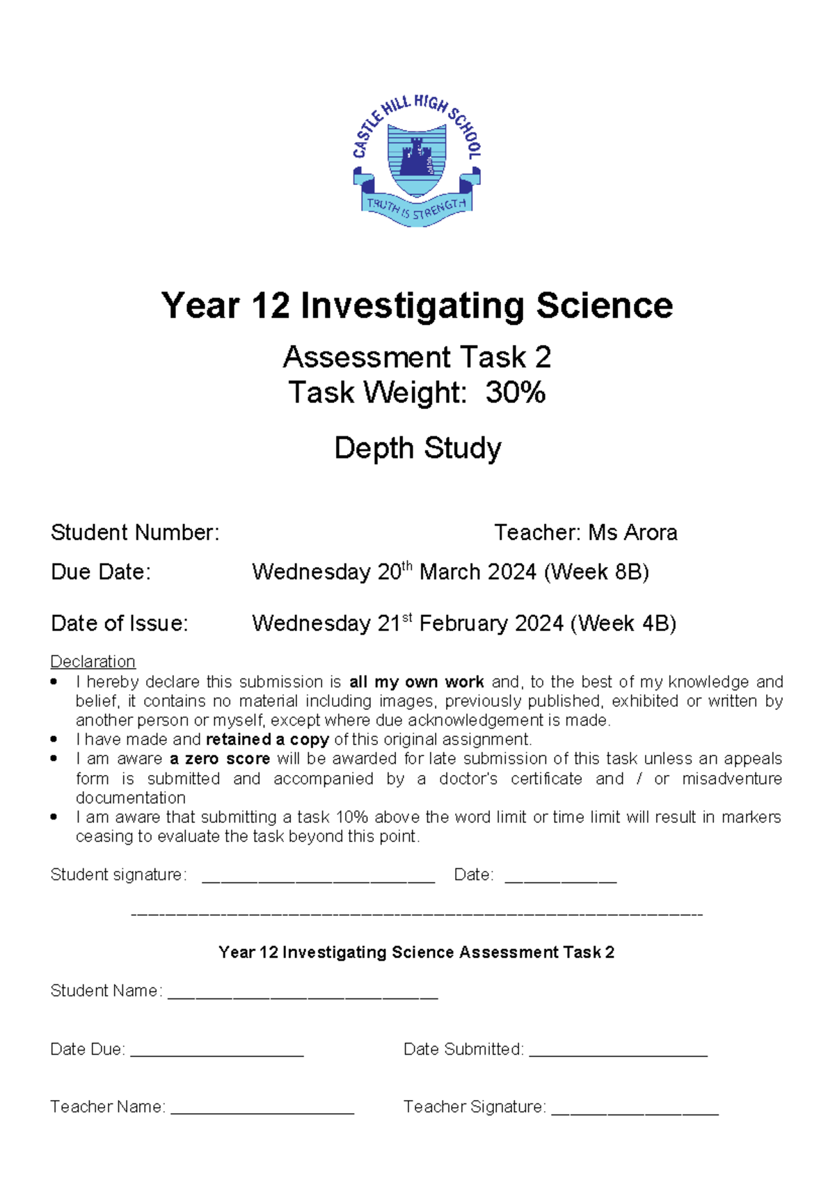 2024 HSC Year 12 Investigating Science Depth Study Final Report - Studocu
