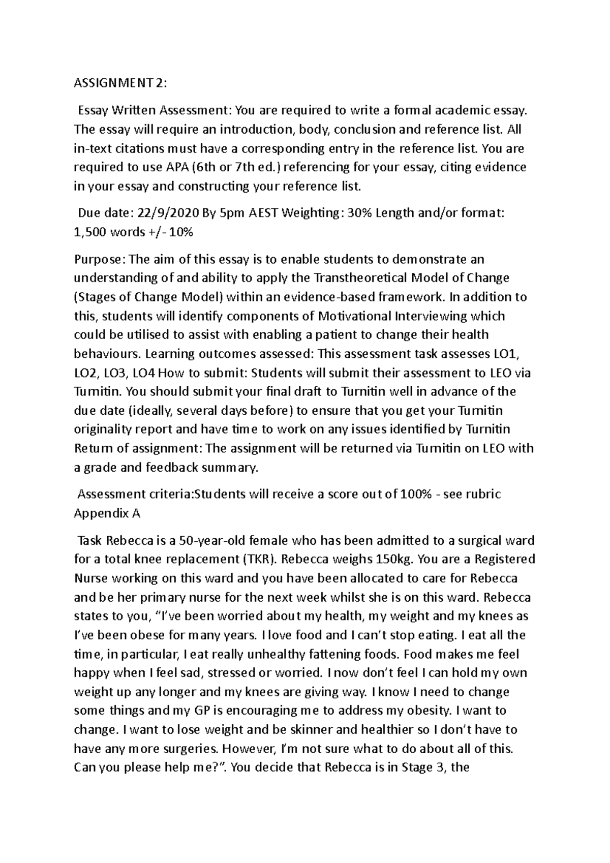 Assignment 2 unit 111 - ASSIGNMENT 2: Essay Written Assessment: You are ...