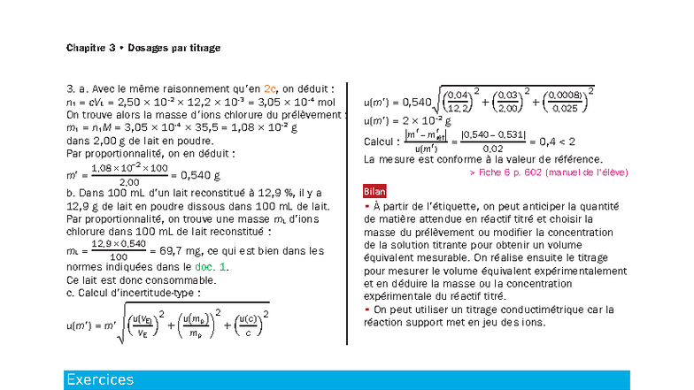 C3 - Correction des Exercices de Dosages par Titrage - Studocu